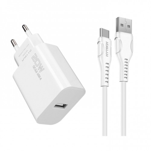 Hytech HY-XT60T 20W Quick 3.0 Type USB-C Beyaz Kablo + Ev Şarj Adaptör