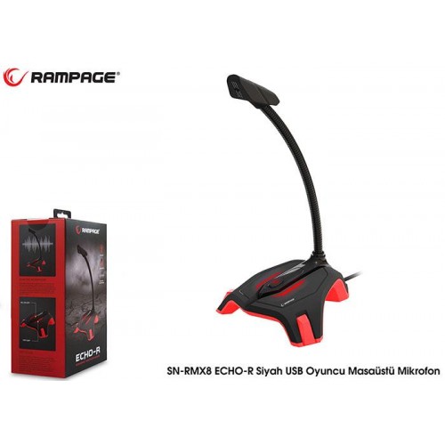 RAMPAGE SN-RMX8 ECHO-R SİYAH USB OYUNCU MASAÜSTÜ MİKROFON